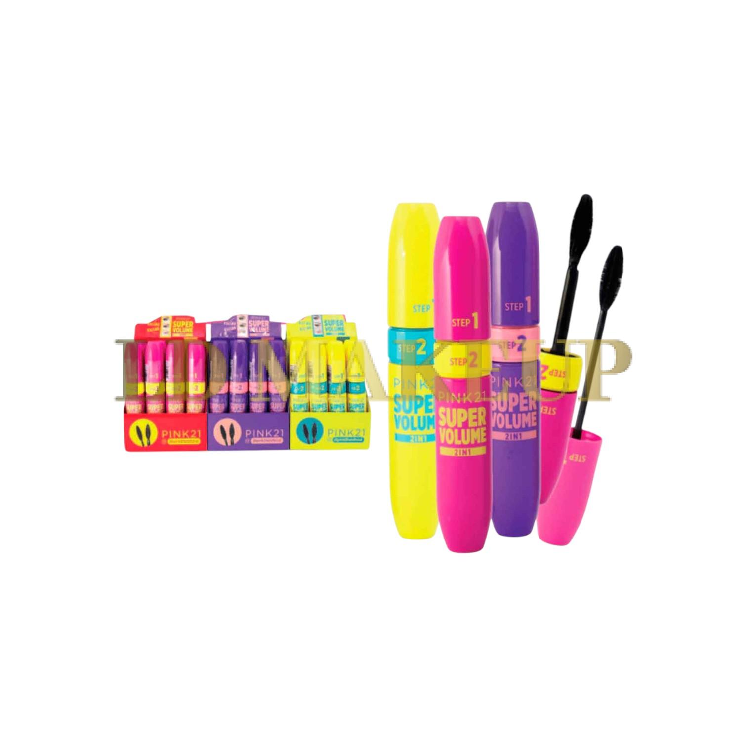 MASCARA SUPER VOLUMEN 2 IN 1 PINK 21 CS5521 — LD Make Up